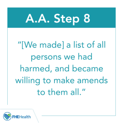 Step 8 A.A: Making a List for Amends | FHE Health | FHE Health
